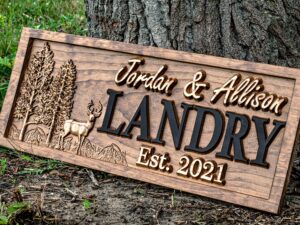 outdoor decor | custom wood sign | deer hunting gifts | cabin decor | tree wood decor | 3d family name sign | last name decor | camper decor | camping sign | nature sign | outdoor sign | hunting decor