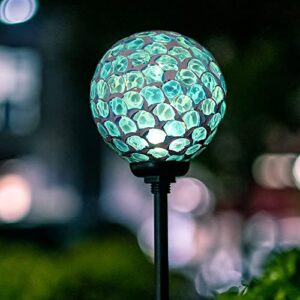 Afirst Solar Lights Outdoor Garden Decor - Mosaic Decorative Stakes Solar Powered Gazing Ball Light Landscape Solar Globe Lights for Yard Path Decoration