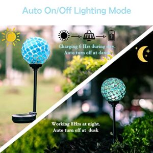 Afirst Solar Lights Outdoor Garden Decor - Mosaic Decorative Stakes Solar Powered Gazing Ball Light Landscape Solar Globe Lights for Yard Path Decoration