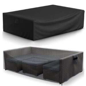 outdoor furniture cover waterproof, extra large outdoor sectional cover 126"x126"x28", 500d heavy duty patio furniture covers waterproof sectional, square patio cover for outdoor furniture -black