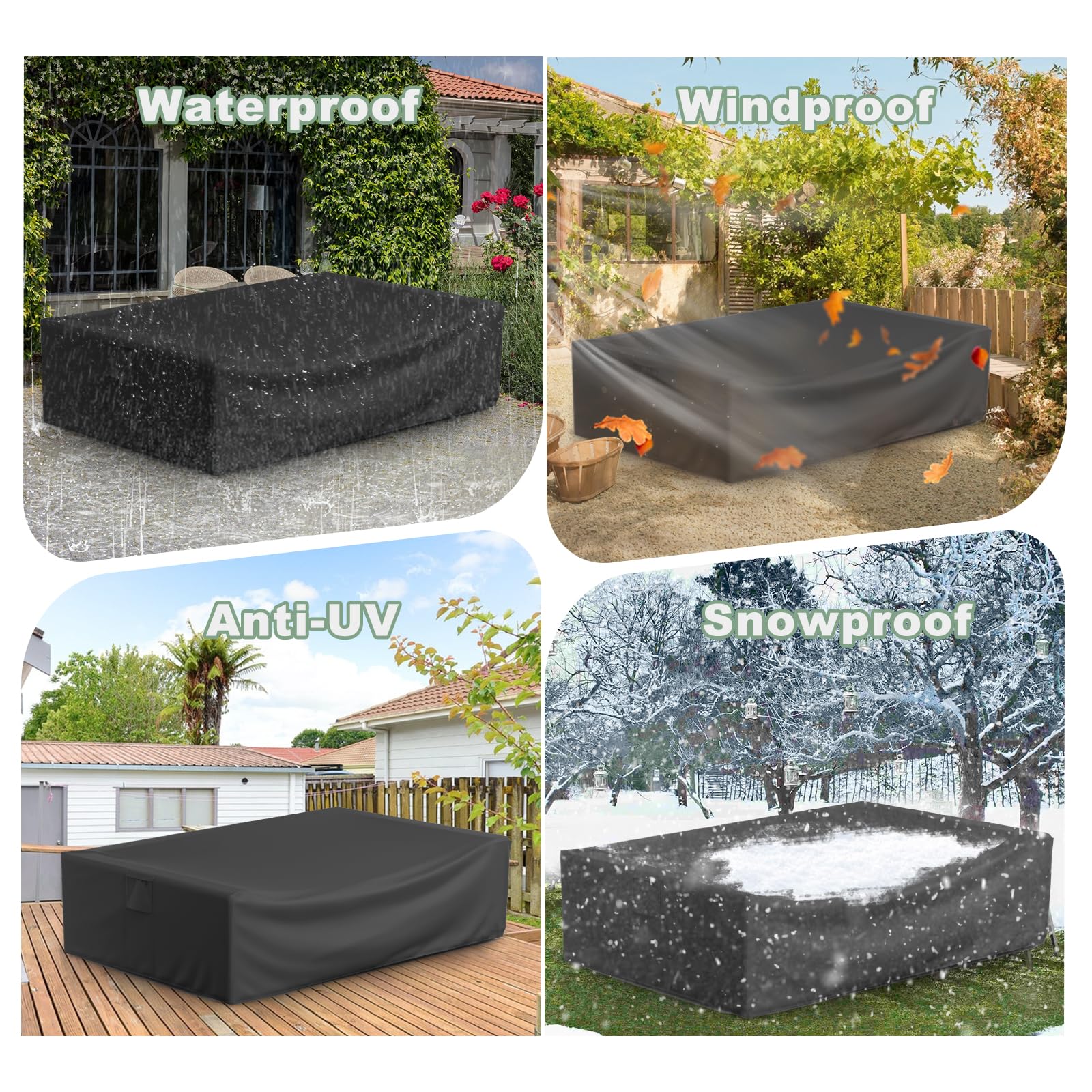 Outdoor Furniture Cover Waterproof, Extra Large Outdoor Sectional Cover 126"x126"x28", 500D Heavy Duty Patio Furniture Covers Waterproof Sectional, Square Patio Cover for Outdoor Furniture -Black