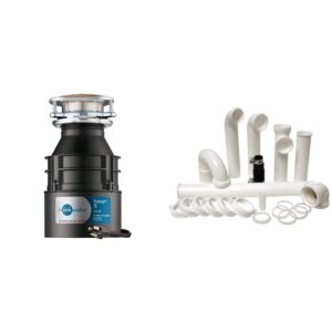 insinkerator garbage disposal, badger 5, standard series, 1/2 hp continuous feed, black & pf waterworks pf0989 garbage disposal installation kit, white