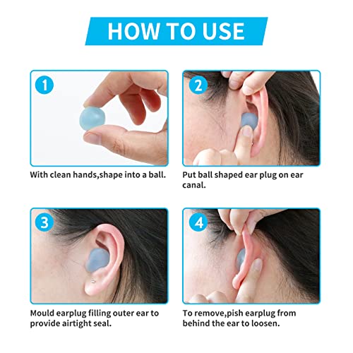 LYSIAN Soft Moldable Silicone Earplugs for Sleep, 5 Pairs, SNR 27dB Noise Cancelling Sleeping Ear Plugs for Swimming, Travel, Snoring(Blue)