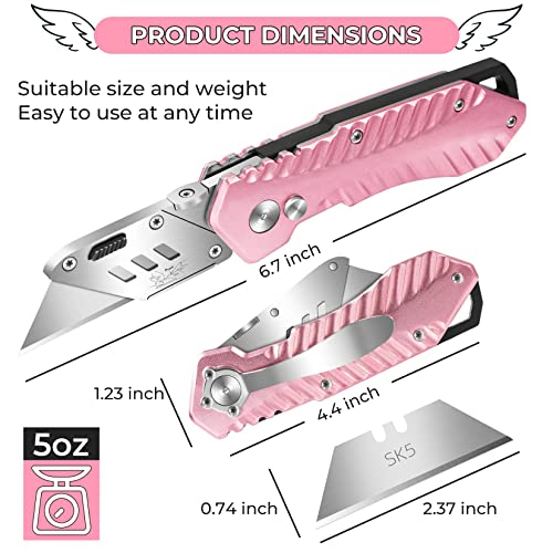 DIYSELF 1 Pack Razor Knife, Folding Utility Knife with Extra 5 Blades, Sharp Box Cutter Knife, Razor Blades Utility Knife for Home, Box Opener for Carton, Box Knife for Paper, Boxcutter for Cardboard