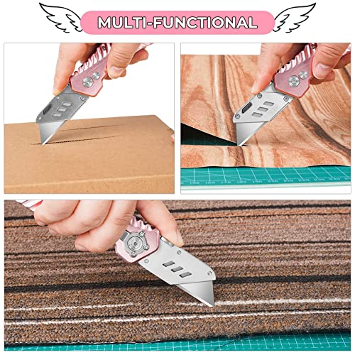 DIYSELF 1 Pack Razor Knife, Folding Utility Knife with Extra 5 Blades, Sharp Box Cutter Knife, Razor Blades Utility Knife for Home, Box Opener for Carton, Box Knife for Paper, Boxcutter for Cardboard