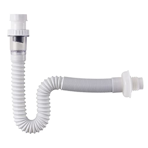 bretoes 1-1/4 Inch Anti-Odor Expandable Flexible Universal Sink Drain Pipe Wash Basin S Tube Down Tube P Trap Tubing (1 1/4 B)