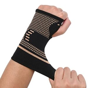 Copper Wrist Compression Sleeves, Comfortable and Breathable for Arthritis, Tendonitis, Sprains, Workout, Carpal Tunnel, Wrist Support for Women and Men (Pair)