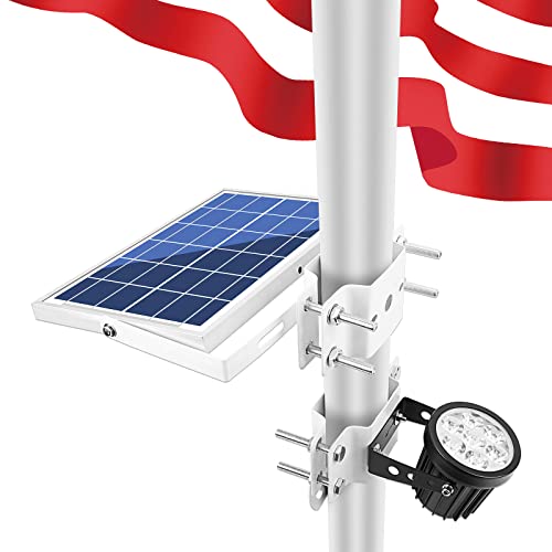 APONUO Solar Flag Pole Light,Solar Powered Flagpole Lights Pole Mount Upgraded Solar Flagpole Lights Outdoor Dusk to Dawn 2 Lighting Mode for Pole(Cool White)