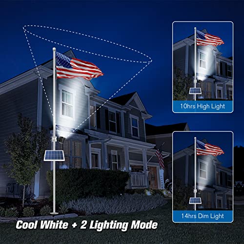 APONUO Solar Flag Pole Light,Solar Powered Flagpole Lights Pole Mount Upgraded Solar Flagpole Lights Outdoor Dusk to Dawn 2 Lighting Mode for Pole(Cool White)