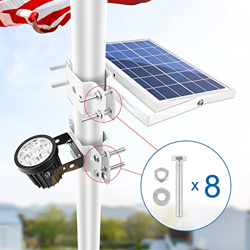 APONUO Solar Flag Pole Light,Solar Powered Flagpole Lights Pole Mount Upgraded Solar Flagpole Lights Outdoor Dusk to Dawn 2 Lighting Mode for Pole(Cool White)