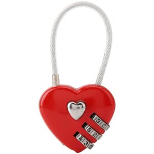 BALITY Combination Lock, 3 Digit Cute Love Padlock Mini Outdoor Combo Gate Lock Travel Luggage Locks Heart Shape Love Lock for Gym Locker, Extracurricular Locker, Home(red)