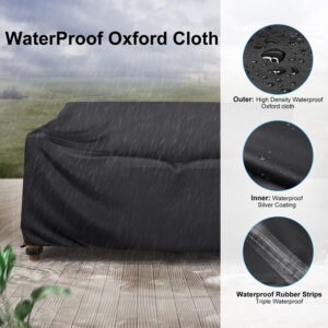 Heavy Duty Patio Sofa Cover Waterproof, Mrrihand 2-Seater Outdoor Sofa Loveseat Cover, Outdoor Patio Furniture Cover with Air Vent and Handles, 60" L×34" D×30" H, Black