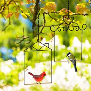 XYADX Metal Frame Hummingbird Swings and Perches with Wooden Dowel Black Bird Swing Outdoor Bird Perch Humming Bird Swing Pack of 3