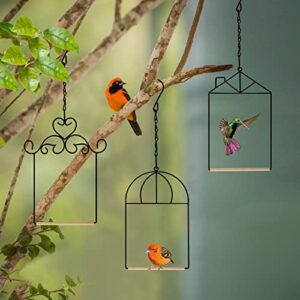 XYADX Metal Frame Hummingbird Swings and Perches with Wooden Dowel Black Bird Swing Outdoor Bird Perch Humming Bird Swing Pack of 3