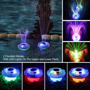 Floating Pool Fountain with Light Show,Rechargeable Battery Pond Water Fountain,IP68 Waterproof Pool Waterfall Fountain,2 Modes Pool Sprinkler Fountain for Inground Above Ground Pool, Gardens-1pc