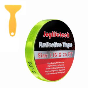 yellow reflective tape 1 inch x 75 feet outdoor waterproof adhesive reflective stickers high visibility reflector tape conspicuity safety tape for cars clothing bikes motorcycle mailbox (green)