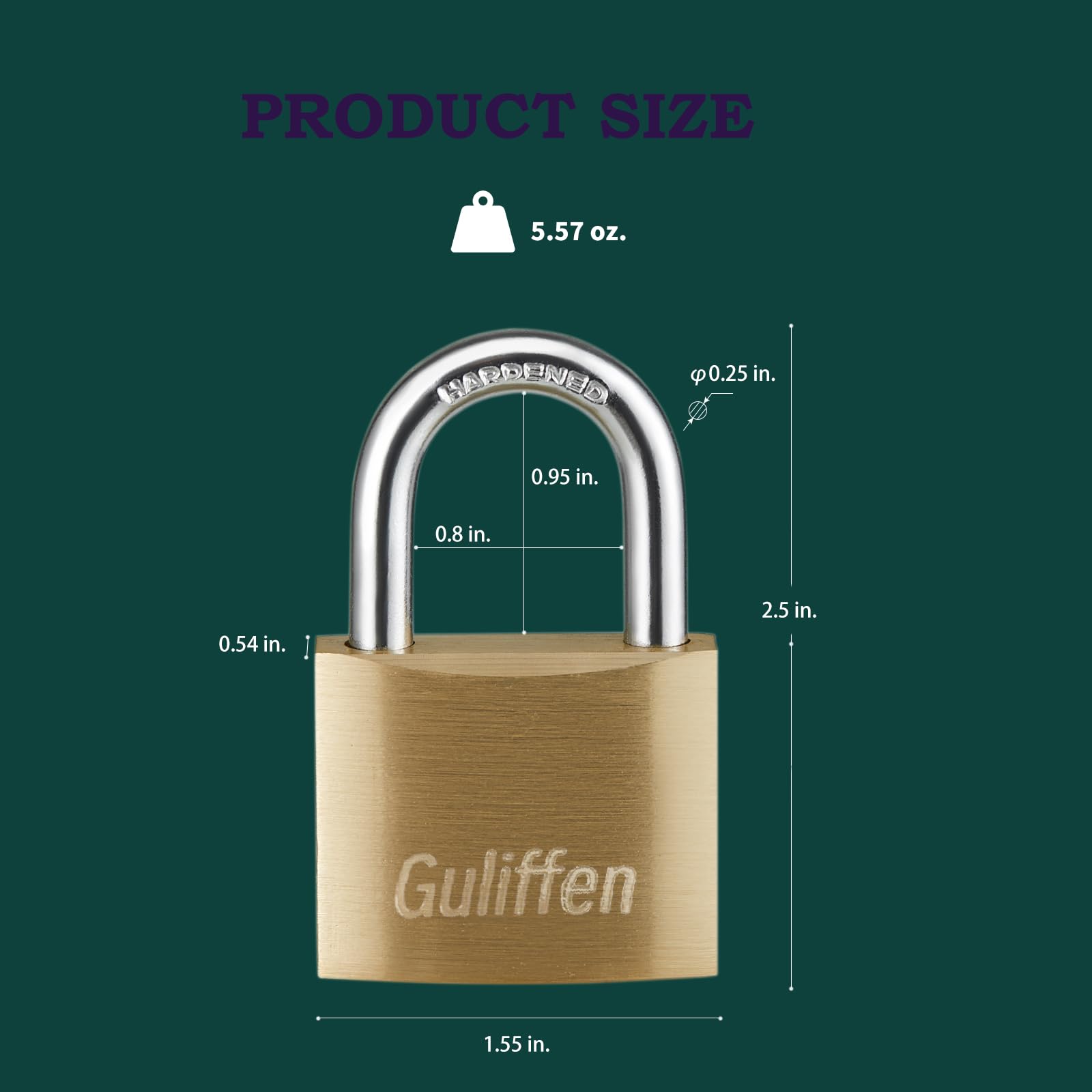 Guliffen Solid Brass Padlock with Key with 1-9/16 in. (40 mm) Wide Lock Body,Keyed Padlock for Sheds, Storage Unit School Gym Locker, Fence, Toolbox, Hasp Storage