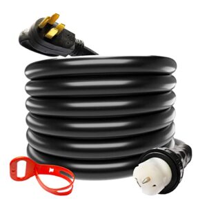 mulmart 50 amp generator cord, 25ft, generator extension cord stw 6/3 + 8/1, 125v/250v, generator power cord, nema 14-50p to ss2-50r/cs6364, twist locking connector, ul listed