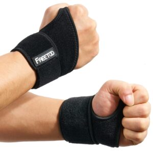 freetoo 2 pack wrist brace for carpal tunnel relief for night support, compression wrist supports at work for women men, adjustable splint fit right left hand for arthritis tendonitis