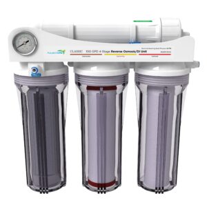 aquaticlife 4-stage reverse osmosis water filtration deionization system, ro/di filter unit 100 gpd