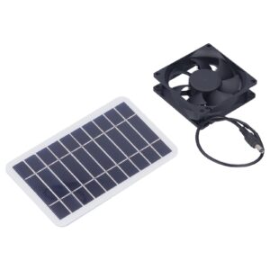 Fafeicy 2.5W Solar Panel Fan, Polysilicon Solar Pet Exhaust Air Flowing Fan, with Dual Female USB Ports, for Outdoor Breeding Planting, 5V 0-400MA, Solar Panels