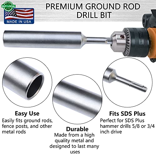 SDS Plus Ground Rod Bits Driver.for All SDS Plus Hammer Drills.Great for 5/8" 3/4" Grounding Rod.Heavy Duty (1)