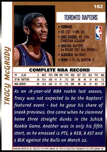 1998 Topps # 162 Tracy McGrady Toronto Raptors (Basketball Card) NM/MT Raptors