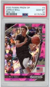 graded 2020-21 panini prizm dp draft picks lamelo ball #3 pink ice rookie rc basketball card psa 10 gem mint