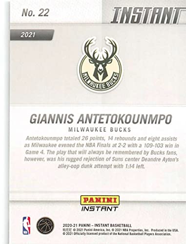 2021 Panini NBA Champions Milwaukee Bucks #22 Giannis Antetokounmpo Highlight Official NBA Basketball Card Commeorating the Bucks Championship season in Raw (NM or Better) Condition