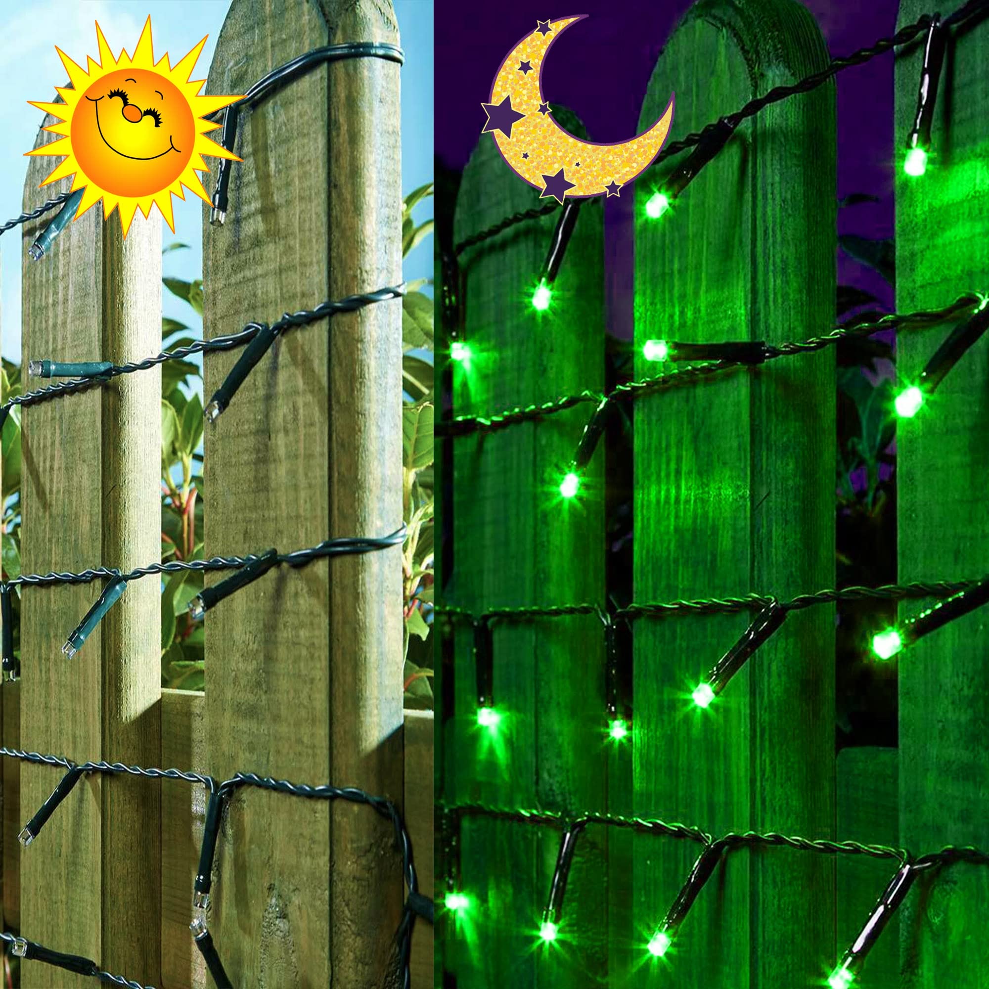 kemooie 2 Pack of 240 LED Solar Green Christmas Lights, 8 Twinkle Lights Modes Waterproof Solar Powered Fairy Lights, Outdoor Solar String Lights for Garden Patio Tree Yard Decorations (Green)