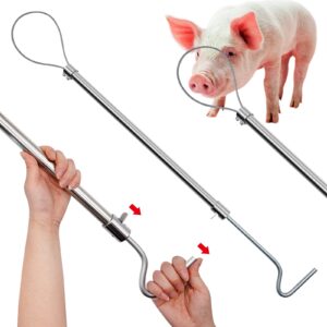 Pig Holder Catcher, Stainless Steel Pig Catcher Pole Animal Control Pole Hog Holder for Dogs