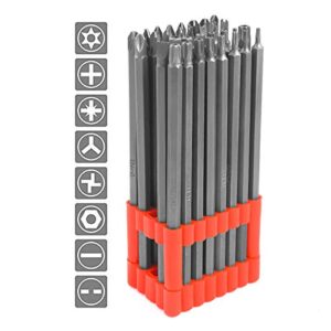 sunplux extra long security bit set 32-piece, 6” long shank tamper proof torx bit set, crv steel drill bit set with holder