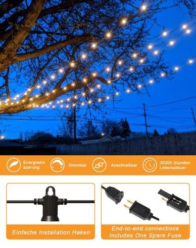 Zuske 150FT LED Outdoor String Lights, G40 Globe Patio Lights and Commercial Grade Weatherproof Strand String, Hanging String Lighting for Gazebo Bistro Backyard Garden(2x75FT)