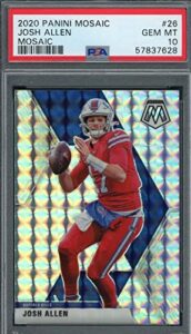 josh allen 2020 panini mosaic silver prizm football card #26 graded psa 10