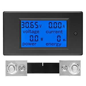 dc multifunction battery monitor meter, 6.5-100v, 0-100a (widely applied to 12v/24v/48v rv/car battery) lcd display digital current voltage solar power meter multimeter voltmeter ammeter