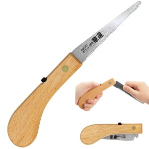 kakuri bonsai saw folding 4" for bonsai and ikebana cutting, japanese pull saw razor sharp japanese steel blade, mini pocket bonsai pruning saw for branch, foldable wood handle, made in japan