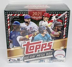 2021 topps holiday mlb baseball mega box (100 cards total) one relic or autograph per box