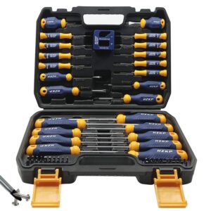 sunhzmckp magnetic screwdriver set 66-piece, s2- alloy tool steel, includes slotted/phillips/torx mini precision screwdriver, replaceable screwdriver bits with sturdy tool box