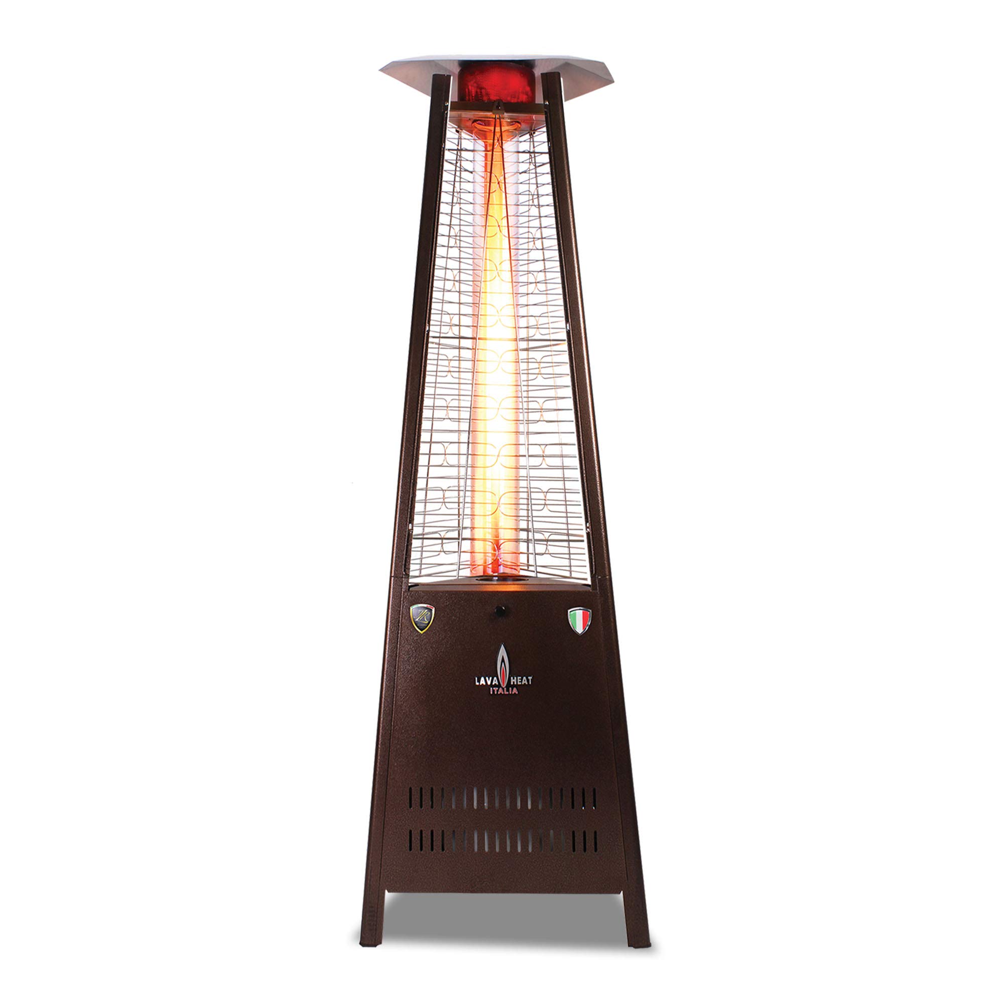 Lava CAPRI A-LINE 42000 BTU Portable Propane Pyramid Patio Heater - 4.75 Inch Glass Tube - 304 Stainless Steel - Triple Protection System - Safety Tilt Switch - 36 Sq. Ft. Heat Range - Stainless Steel