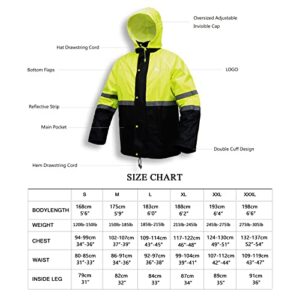 HAOKAISEN Rain Gear, Rain suit for Men Lightweight Waterproof High Visibility Reflective Safety Jacket with Pants(Yellow X-Large)