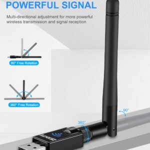 ZEXMTE Bluetooth Adapter for PC 5.1, Long Range USB Bluetooth Adapter 328FT/ 100M Bluetooth Dongle 5.1 EDR, Bluetooth Adapter for PC Windows 11/10/8/7-Bluetooth USB Adapter for Computer/Laptop