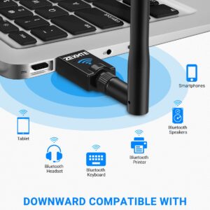 ZEXMTE Bluetooth Adapter for PC 5.1, Long Range USB Bluetooth Adapter 328FT/ 100M Bluetooth Dongle 5.1 EDR, Bluetooth Adapter for PC Windows 11/10/8/7-Bluetooth USB Adapter for Computer/Laptop