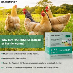 GRUBSFARM HARTOMPET Better Than Dried Mealworms for Chickens 5 lbs - 85X Calcium Than MealWorms - Non-GMO Chicken Feed Additive - Black Soldier Fly Larvae Treats for Hens, Ducks, Wild Birds