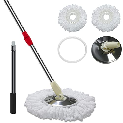 Hardwood Floor Mop for Floor Cleaning ,Tsmine Floor Microfiber Wet Dry Mop ,Commercial Household Clean Hardwood, Mop & Refills Set Include 2 Replacement Heads Refills and 61" Extended Mop Pole Handle