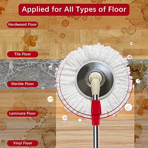 Hardwood Floor Mop for Floor Cleaning ,Tsmine Floor Microfiber Wet Dry Mop ,Commercial Household Clean Hardwood, Mop & Refills Set Include 2 Replacement Heads Refills and 61" Extended Mop Pole Handle