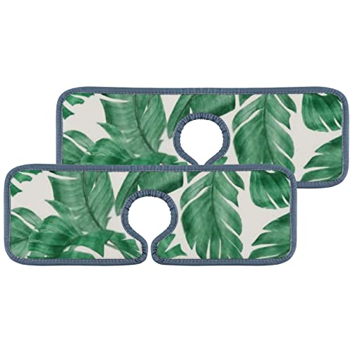 Kitchen Faucet Absorbent Mat 2 Pieces Watercolor Banana Leaves Faucet Sink Splash Guard Bathroom Counter and RV,Faucet Counter Sink Water Stains Preventer