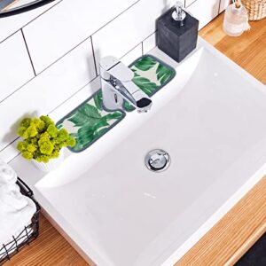 Kitchen Faucet Absorbent Mat 2 Pieces Watercolor Banana Leaves Faucet Sink Splash Guard Bathroom Counter and RV,Faucet Counter Sink Water Stains Preventer