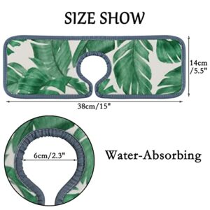 Kitchen Faucet Absorbent Mat 2 Pieces Watercolor Banana Leaves Faucet Sink Splash Guard Bathroom Counter and RV,Faucet Counter Sink Water Stains Preventer