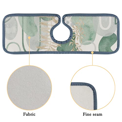 Kitchen Faucet Absorbent Mat 4 Pieces Watercolor Modern Green Gold Leaf Faucet Sink Splash Guard Bathroom Counter and RV,Faucet Counter Sink Water Stains Preventer