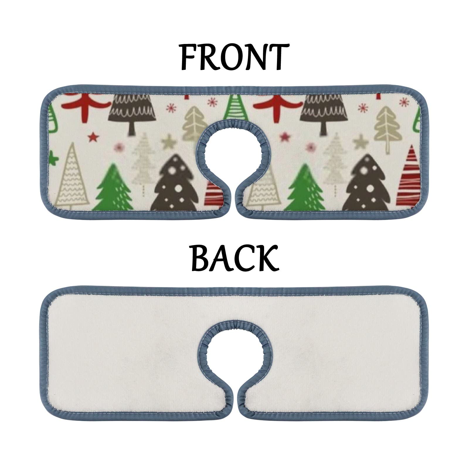 Kitchen Faucet Absorbent Mat 2 Pieces Christmas Pattern with Trees Faucet Sink Splash Guard Bathroom Counter and RV,Faucet Counter Sink Water Stains Preventer